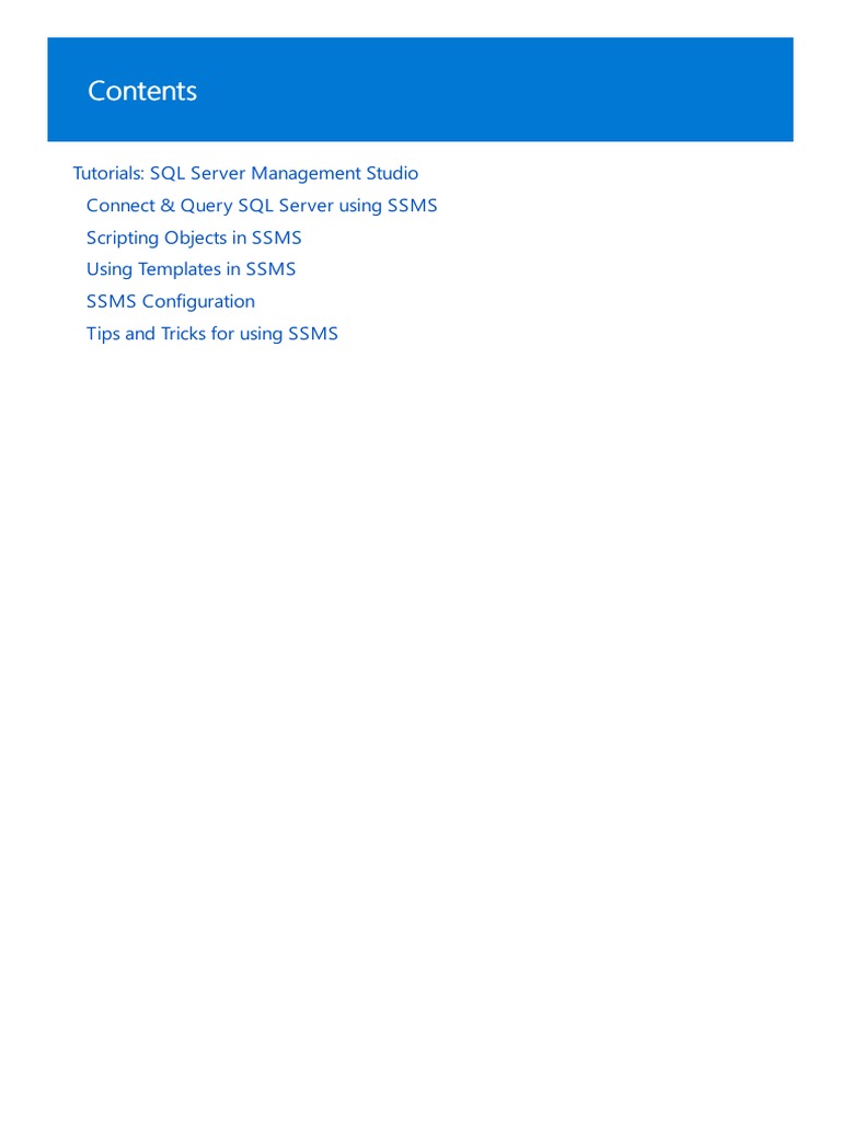 SQL Server Management Studio (SSMS) Tutorial-Microsoft Docs | PDF ...