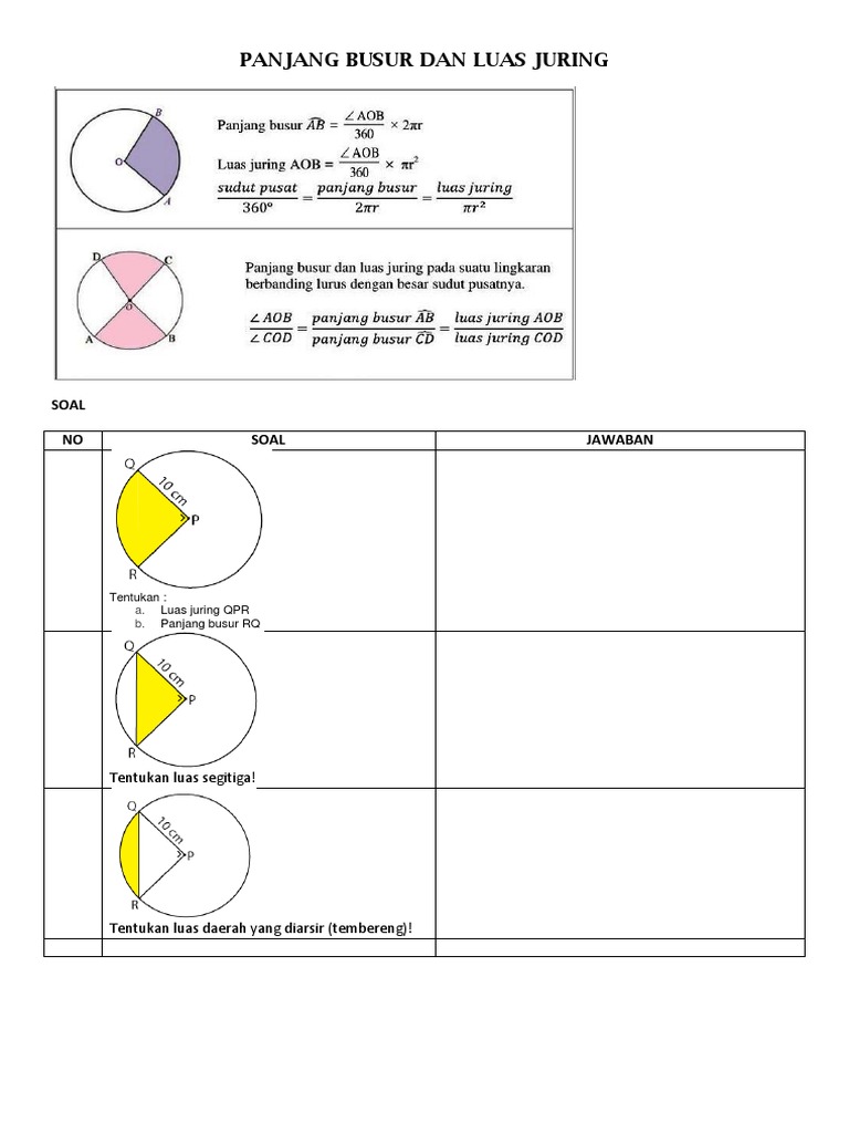 Panjang Busur Dan Luas Juring | PDF