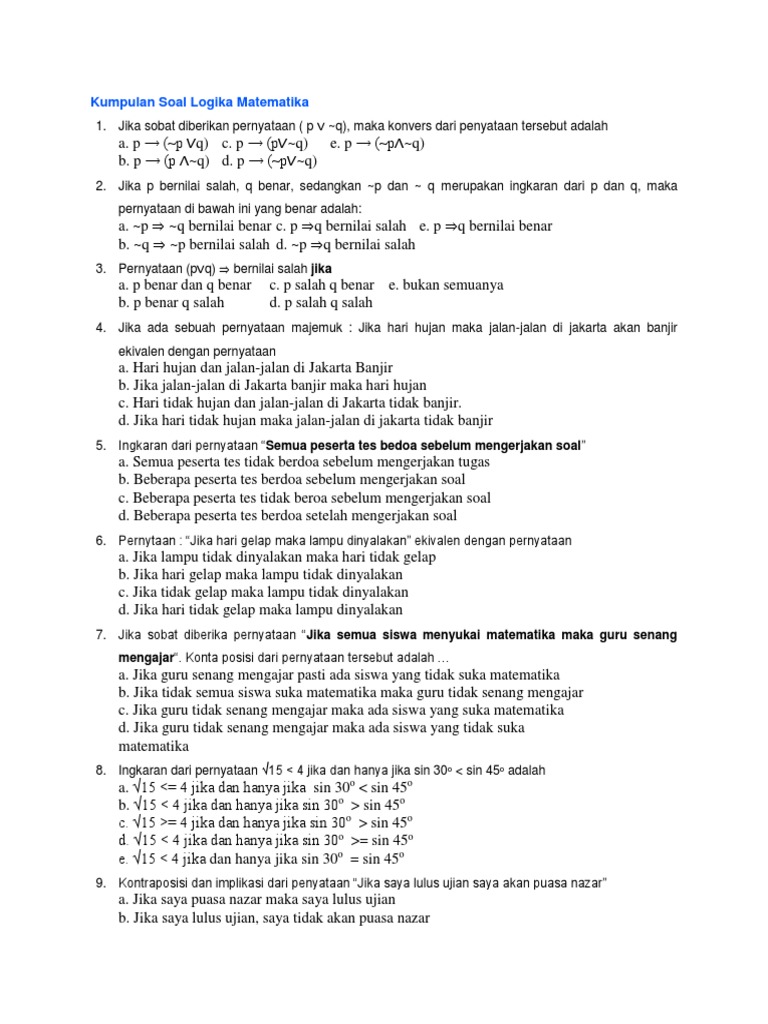 Kumpulan Soal Logika Matematika | PDF