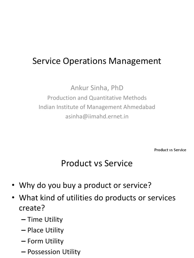 Services Operations Management Introduction | PDF | Economic ...