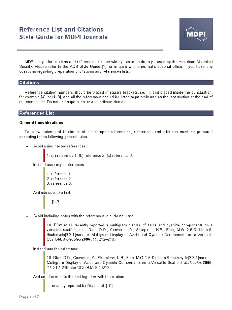 Mdpi References Guide v5 PDF | PDF | Citation | Books