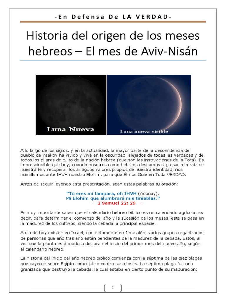 Historia Del Origen de Los Meses Hebreos - Cuando Empieza El Mes de ...