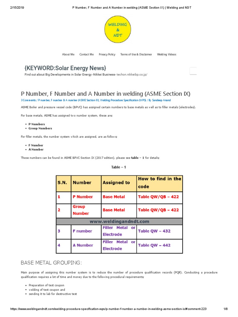 Understanding P, F, and A Numbers in Welding | PDF | Welding | Construction