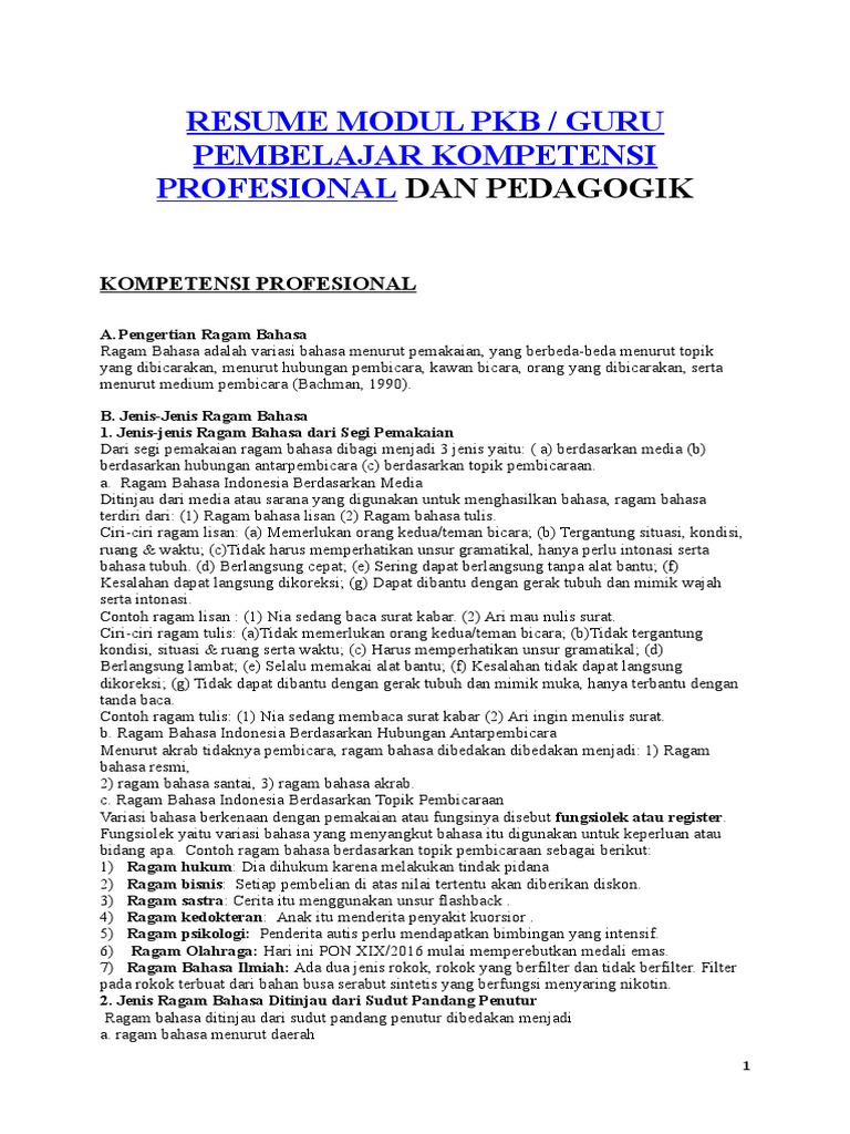 Ragam Bahasa dan Kompetensi Pedagogik | PDF | Seni & Disiplin Bahasa