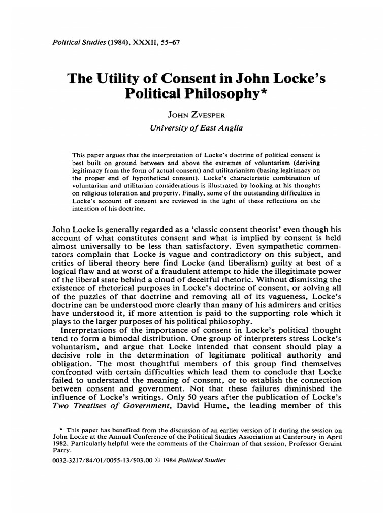 Locke's Doctrine of Political Consent | PDF | John Locke | Liberalism