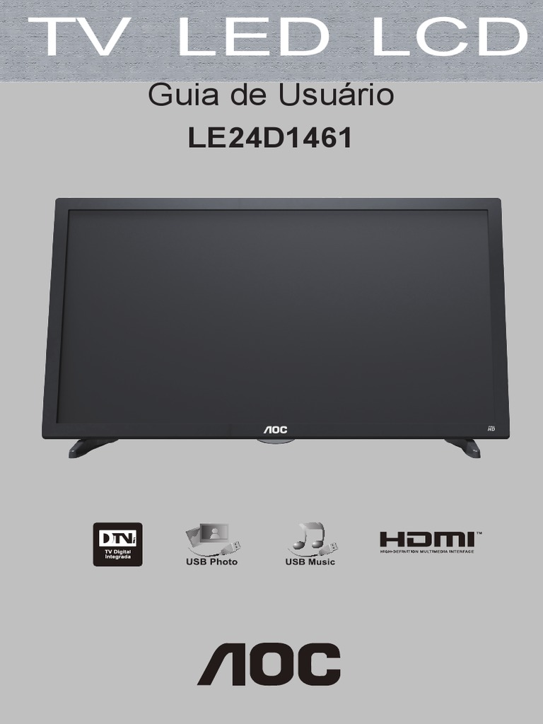Manual Usuario LE24D1461 - AOC | PDF | HDMI | Eletrônicos