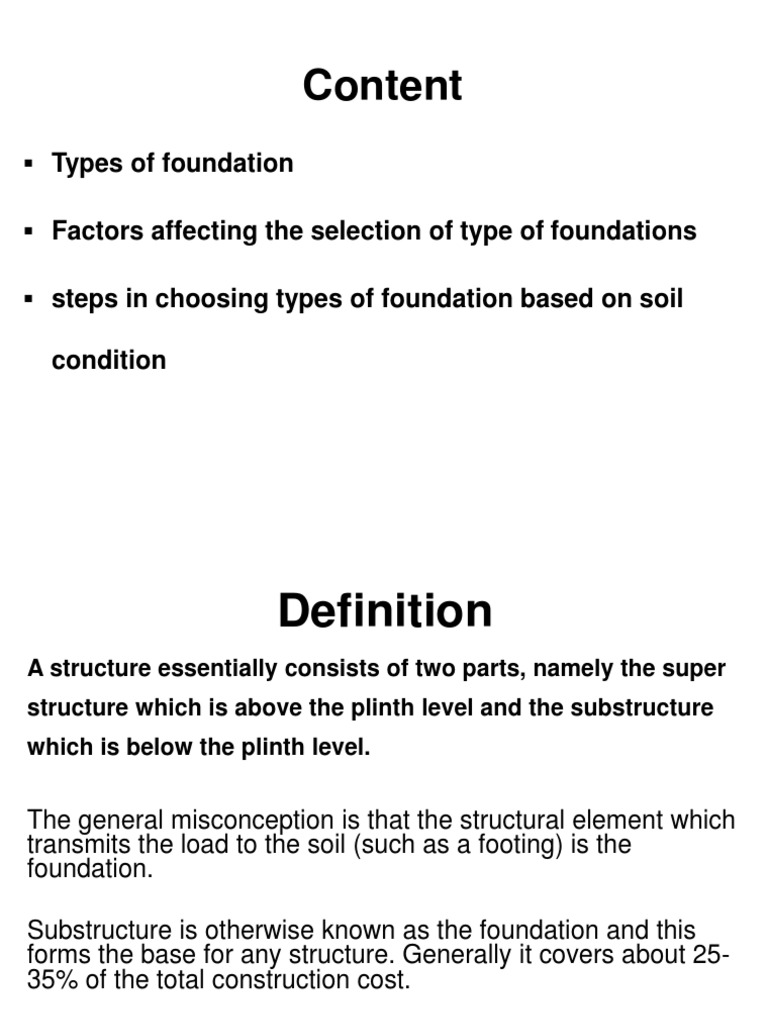 Selection of Foundation | PDF | Foundation (Engineering) | Deep Foundation