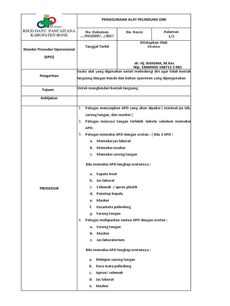 Sop Penggunaan Apd | PDF
