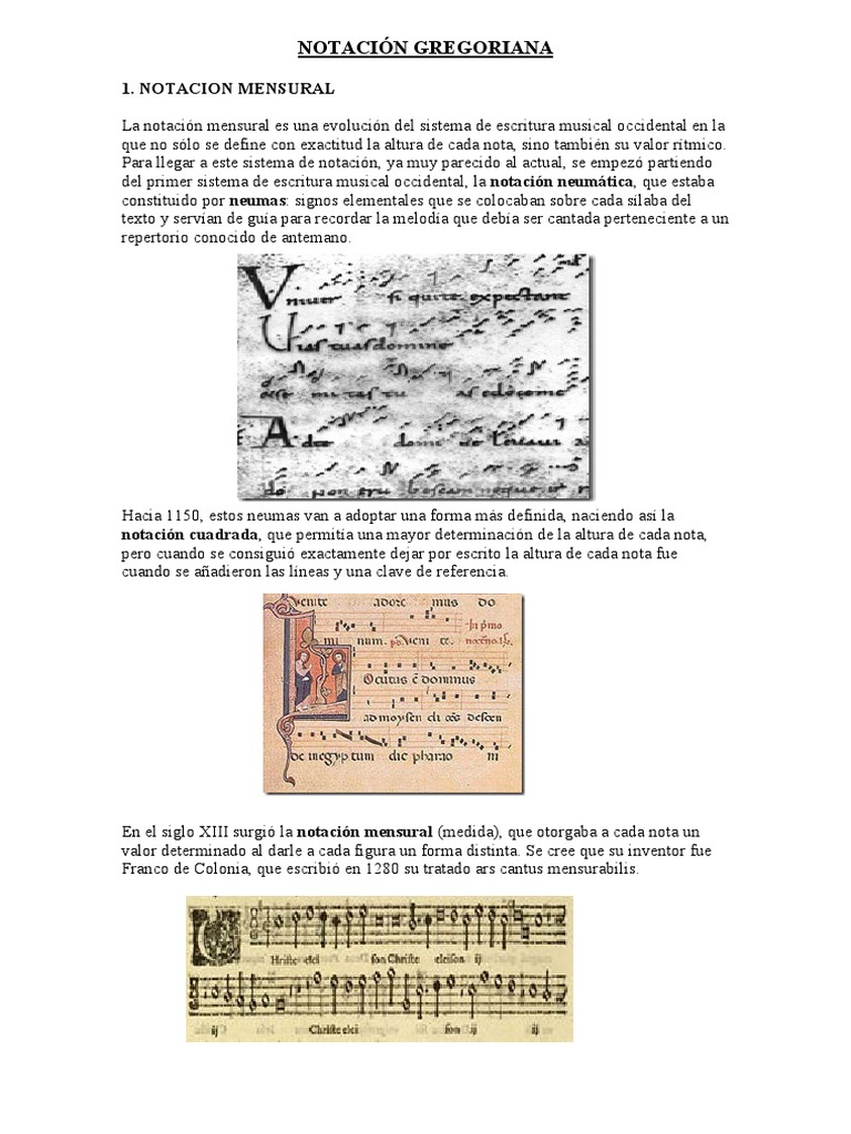 Evolución de la Notación Gregoriana | PDF | Notación musical | Modo ...