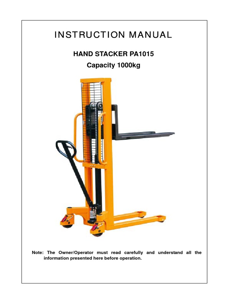 Hand Stacker Work Instr | PDF | Valve | Axle