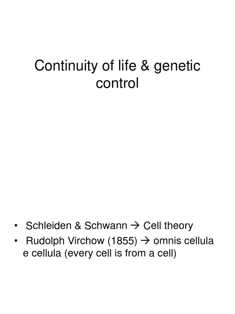 Continuity of Life & Genetic Control | PDF | Translation (Biology ...