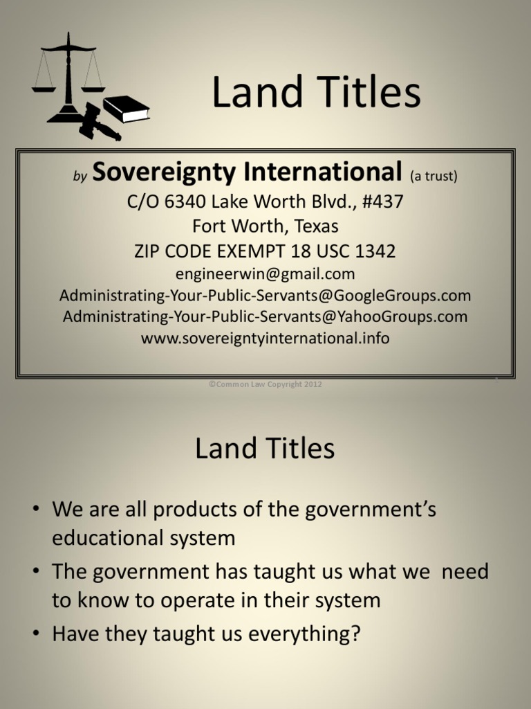 Land Titles 102814 | PDF | Deed | Real Property