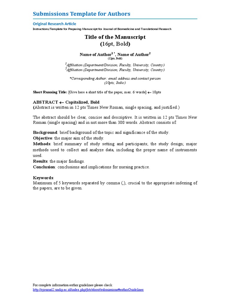 Original Research Article Template-JBTR 2017 | PDF | Justification | Truth