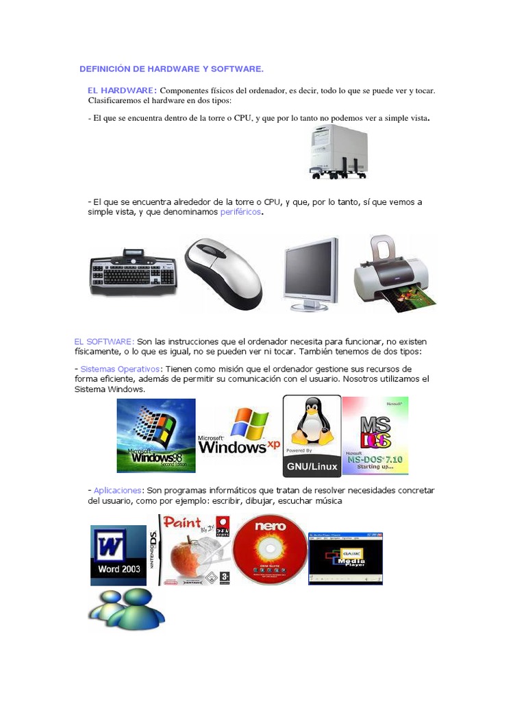 Definición de Hardware y Software | PDF