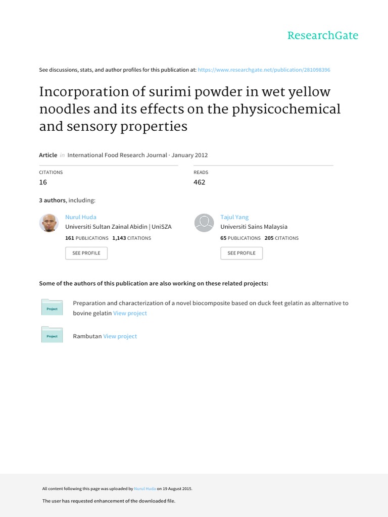 Surimi Powder | PDF | Ultimate Tensile Strength | Cooking