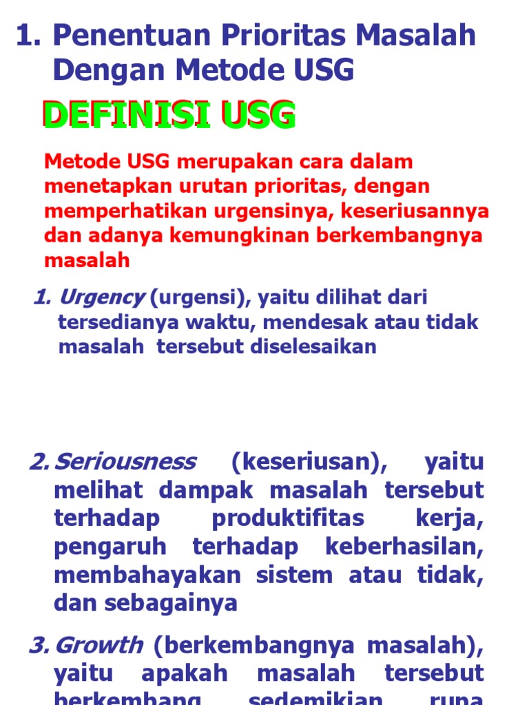 Metode USG untuk Prioritas Masalah | PDF | Metode & Bahan Ajar
