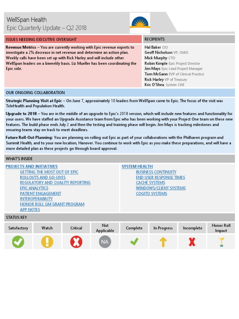Epic Quarterly Update Q2 2018 Insights | PDF | Business Continuity ...
