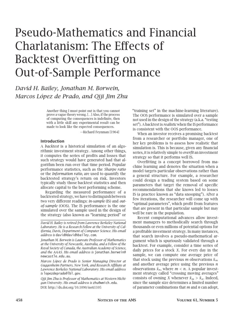 Effects of Backtest Overfitting on Out-of-Sample Performance | PDF ...