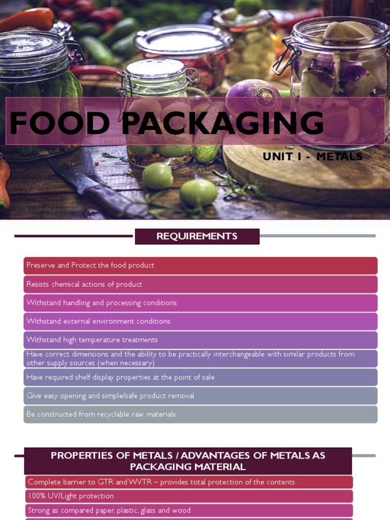 Food Packaging: Unit 1 - Metals | PDF | Steel | Corrosion