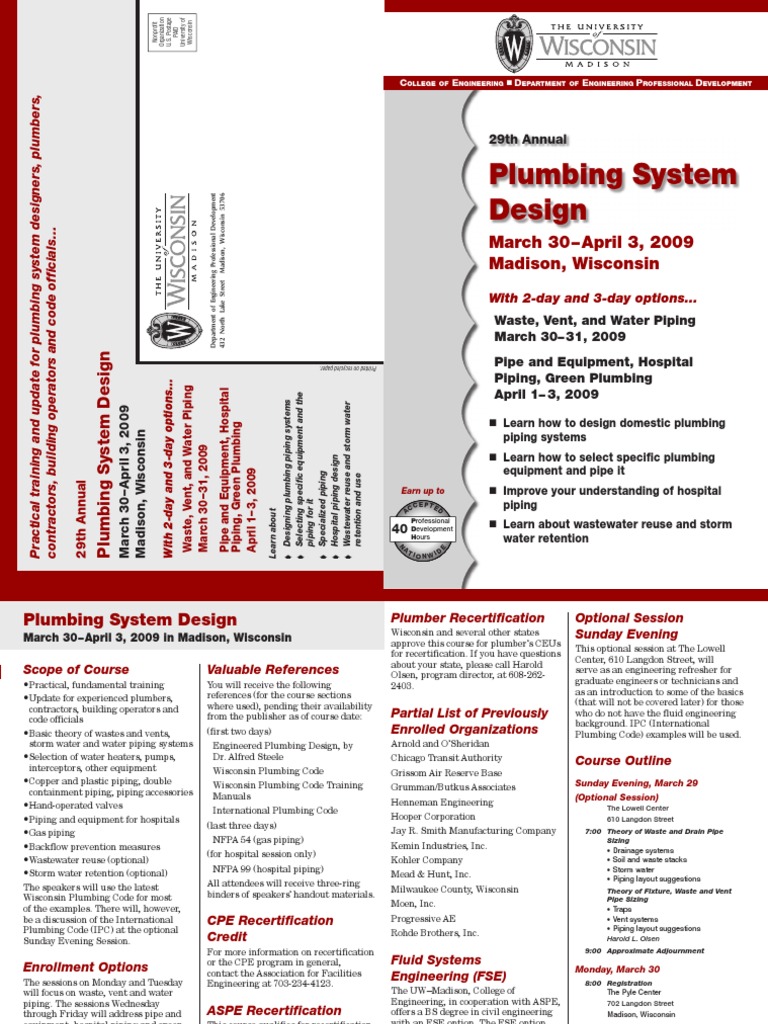 Wisconsin Plumbing System Design Course | PDF | Plumbing | Pipe (Fluid ...