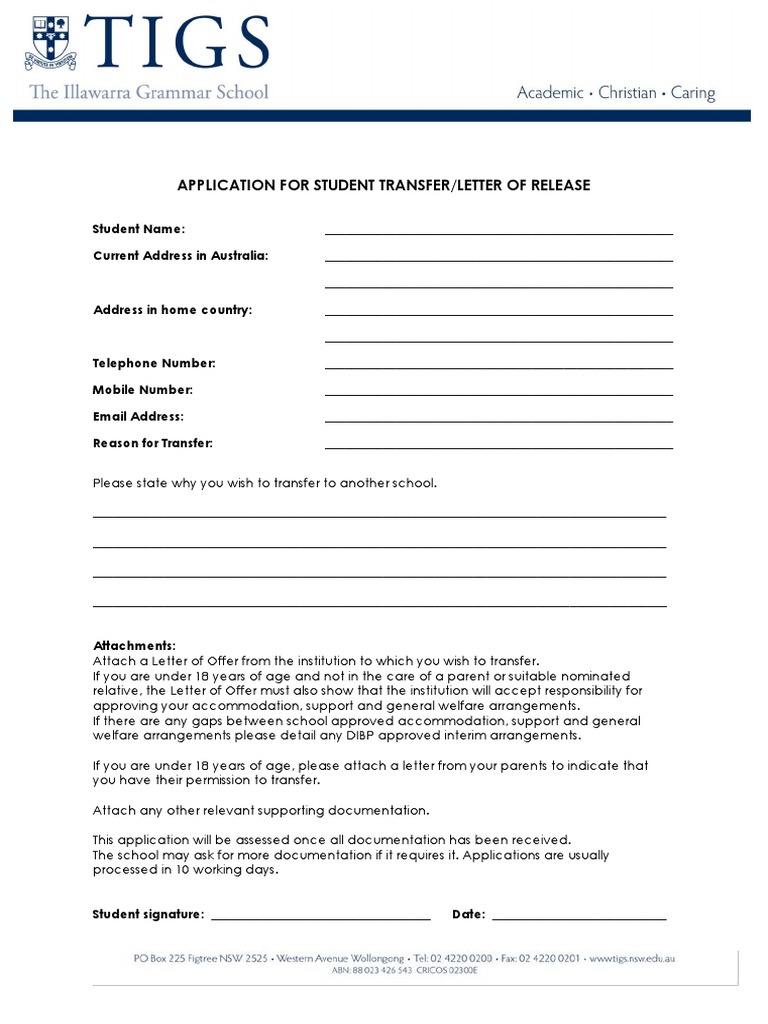 Student Transfer Application Form | PDF | Career & Growth | Finance & Money Management