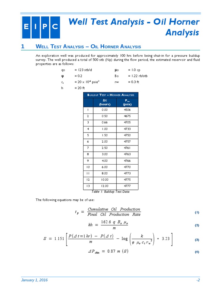 05-1 Exercise Well Test Evaluation (Horner) | PDF | Liquids | Petroleum