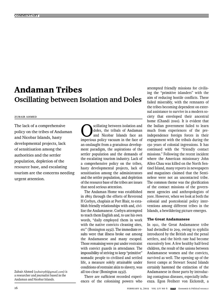 Andaman Tribes: Oscillating Between Isolation and Doles | PDF | Social ...