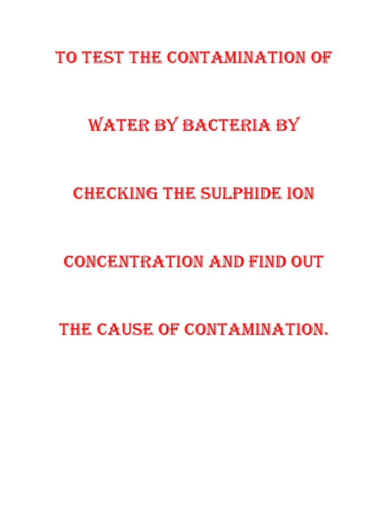 To Test The Contamination of | PDF | Water Pollution | Sulfide