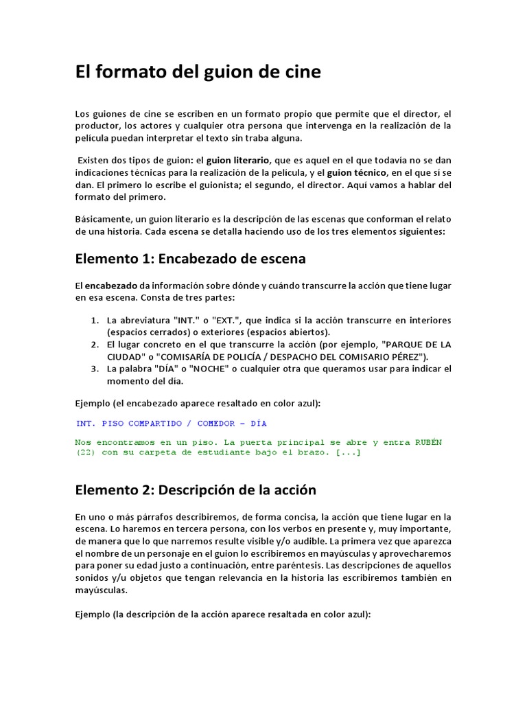 Formato del Guion de Cine Explicado | PDF | Guión