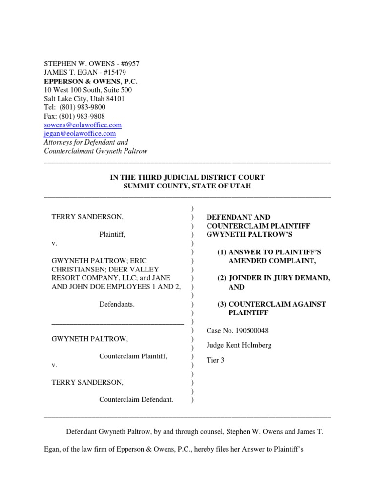 Answer to Amended Complaint Counterclaim | Punitive Damages | Damages