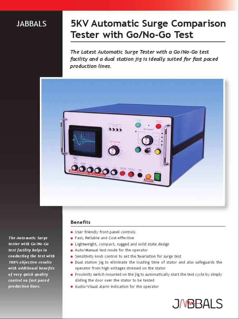 5KV Automatic Surge Comparison Tester With Go/No-Go Test: Jabbals | PDF ...