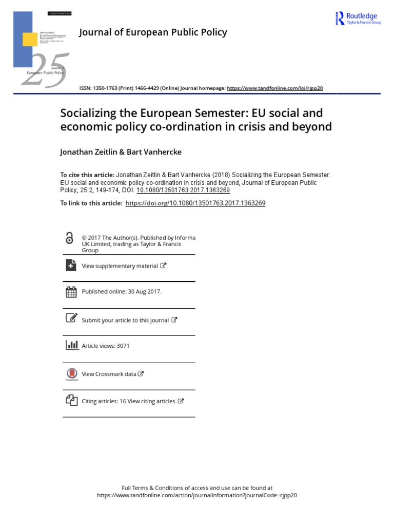Socializing The European Semester: EU Social and Economic Policy Co ...