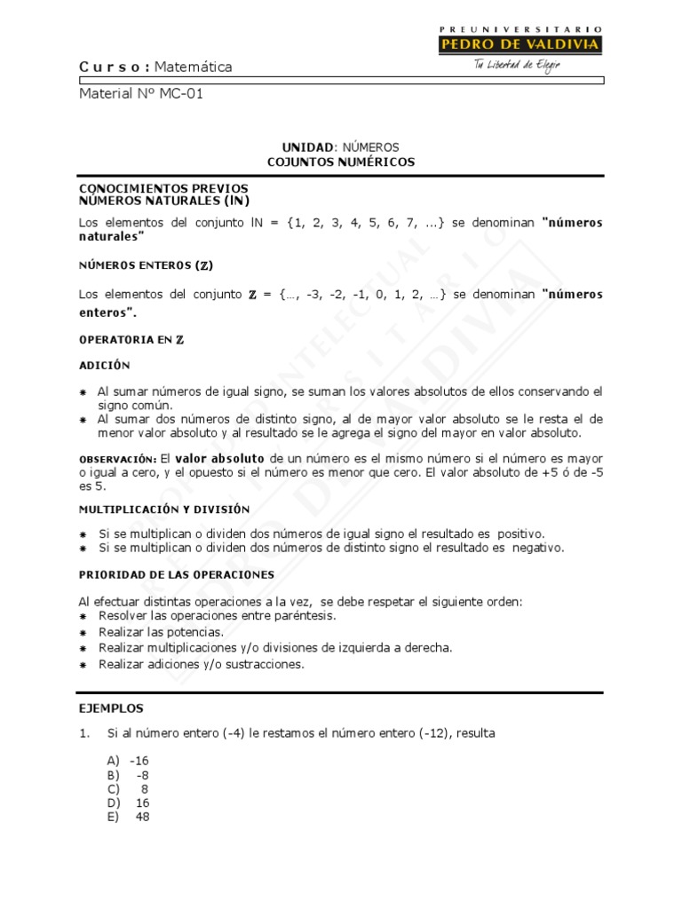 Operaciones con Números Enteros y Racionales | PDF | Fracción ...