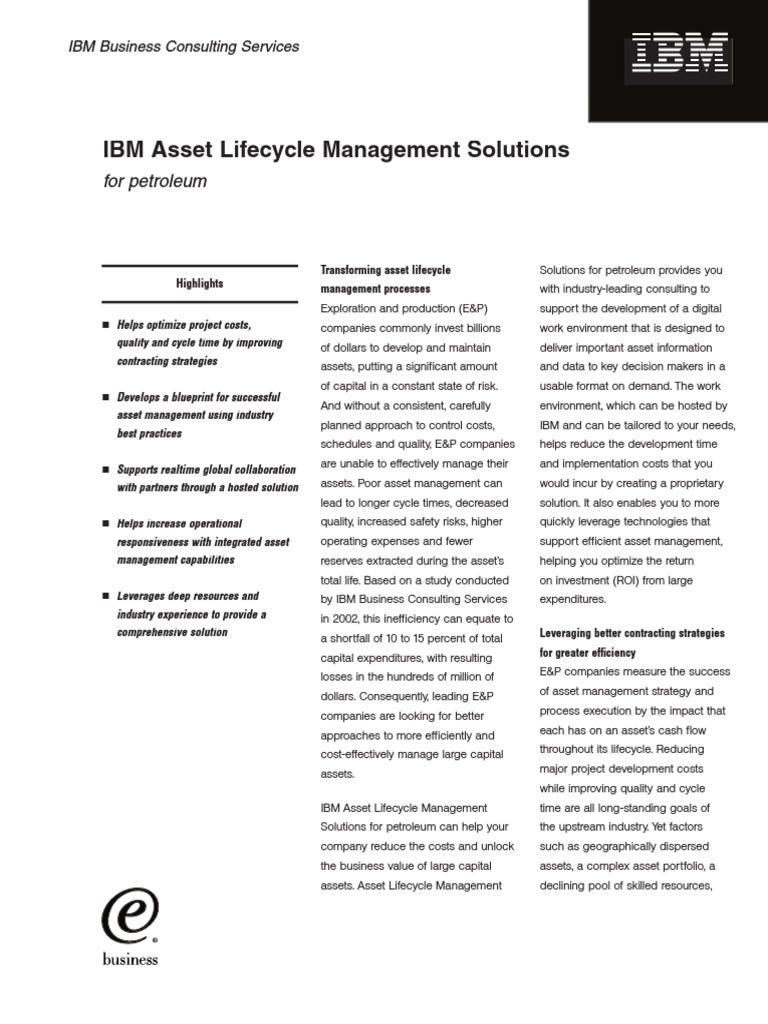 g510 3696 Ibm Asset Lifecycle Management Solutions For Petroleum PDF ...