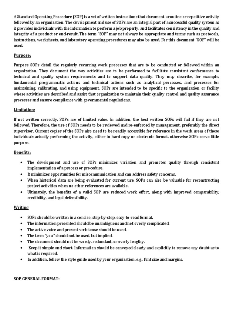 A Standard Operating Procedure | PDF | Data Quality | Verification And ...