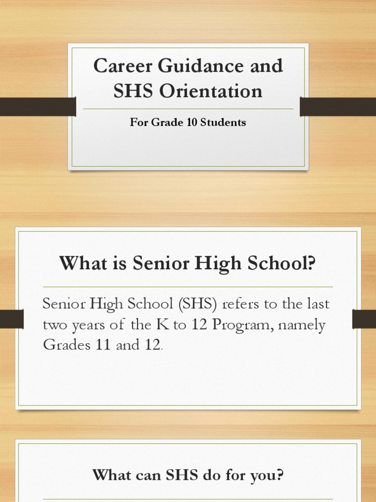 Career Guidance and SHS Orientation | PDF | Social Science | Science ...