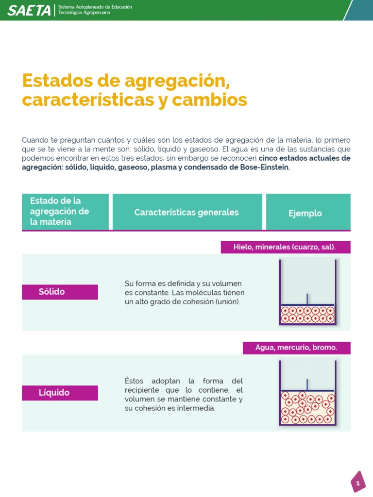 C1 - M2 - S1 - Estados de Agregación, Características y Cambios - PDF ...