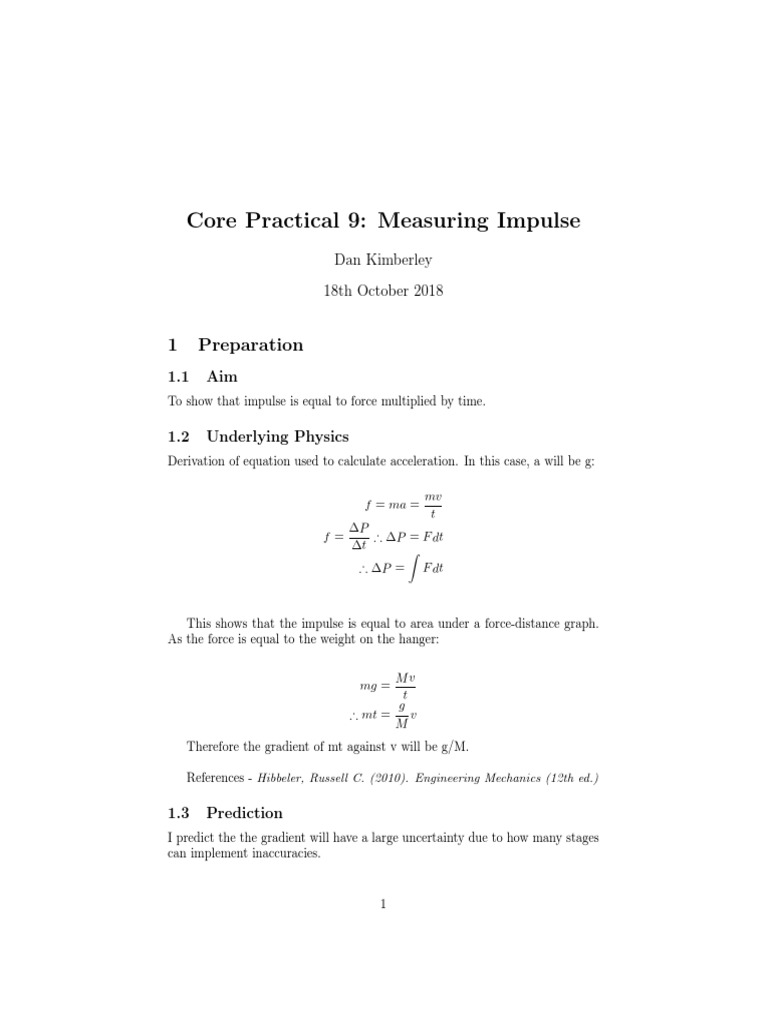 Core Practical 9 | PDF | Force | Mass
