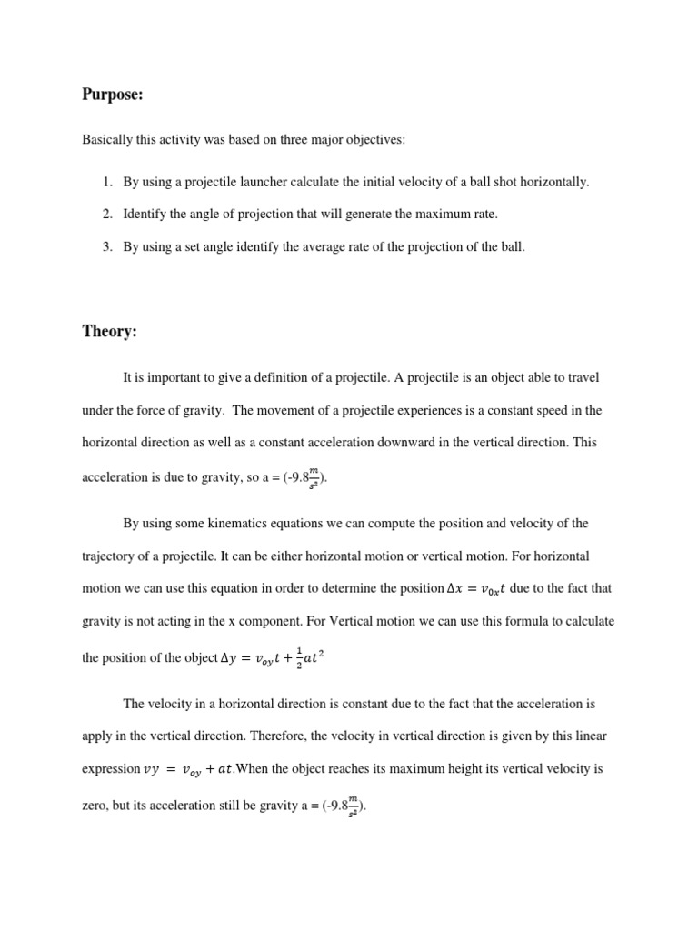 Projectile Motion Lab Report | PDF | Acceleration | Velocity
