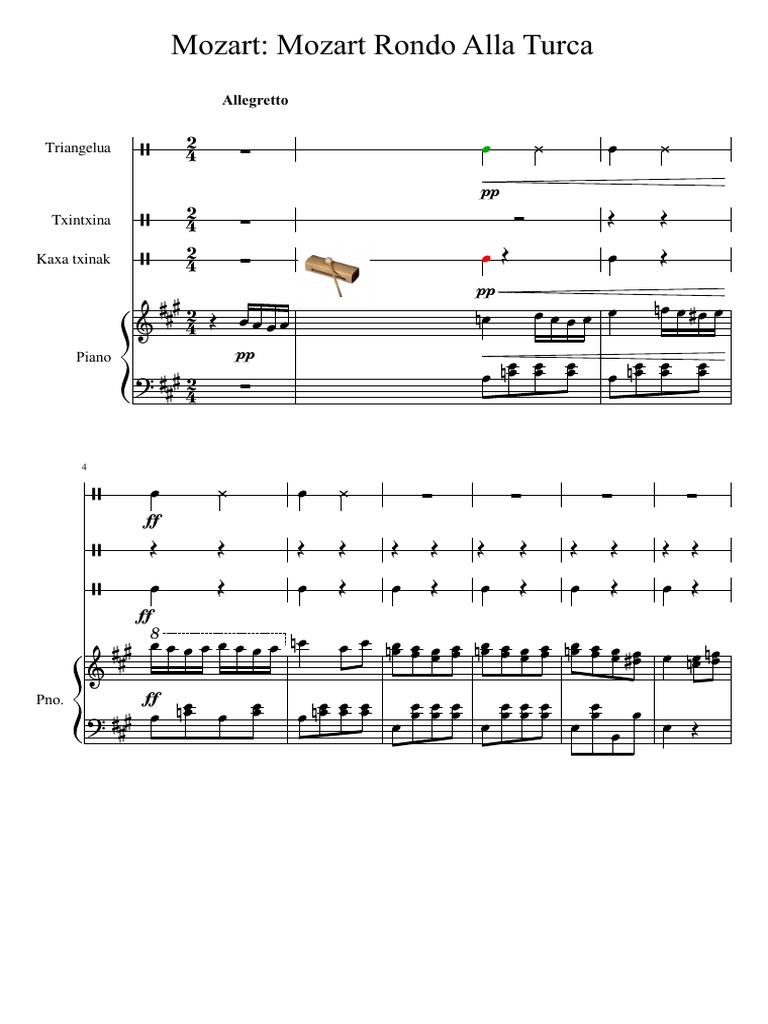 Ariketa Mozart Mozart Rondo Alla Turca | PDF | Instrumental Solo Pieces ...