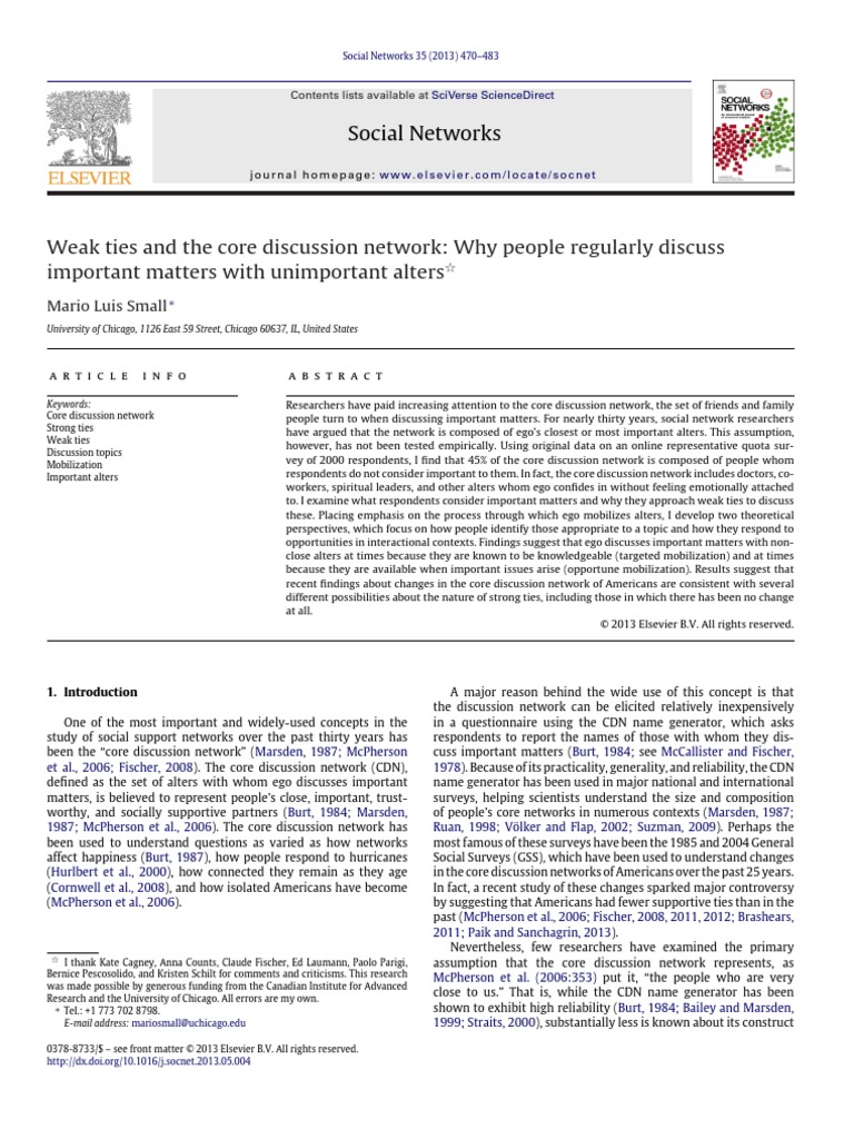 Weak Ties and The Core Discussion Network - Why People Regularly ...