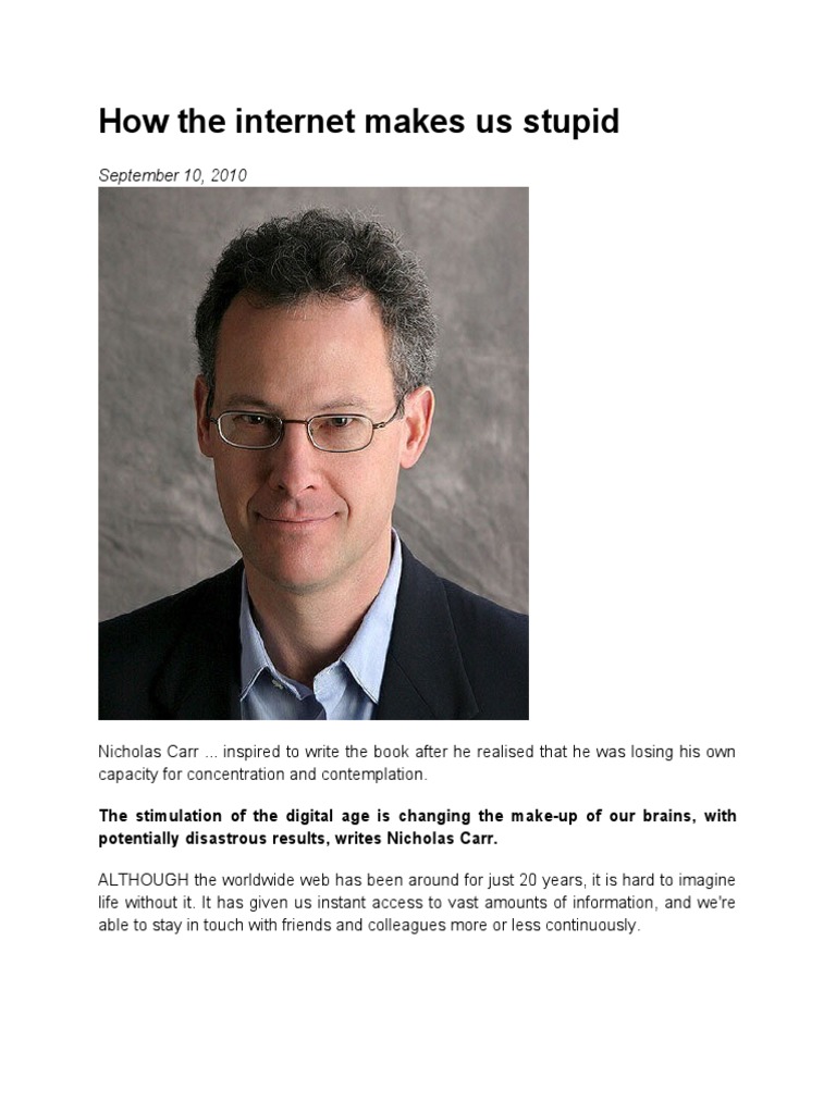 How The Internet Makes Us Stupid | PDF | Thought | Mind