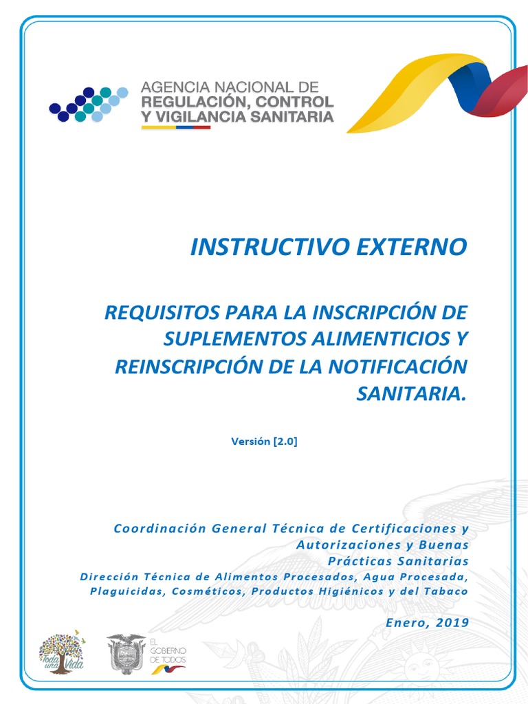 Arcsa - Inscripción Notificación Sanitaria - Suplementos | PDF | Suplementos dietéticos | Ecuador