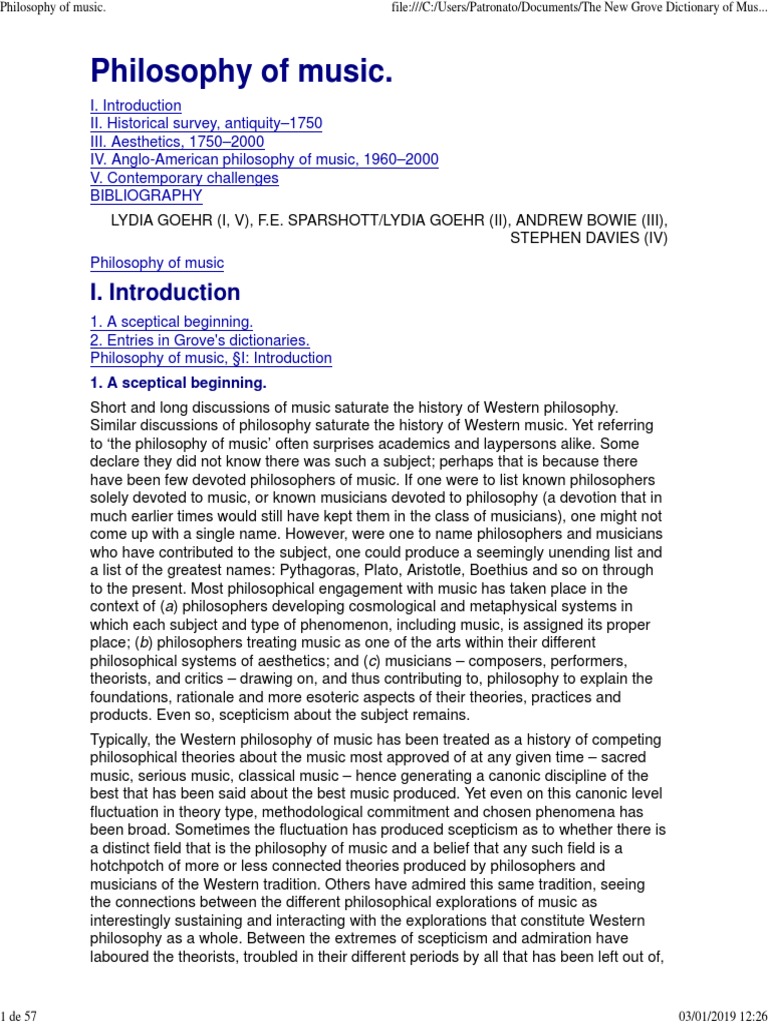 Philosophy of Music | PDF | Aesthetics | Metaphysics