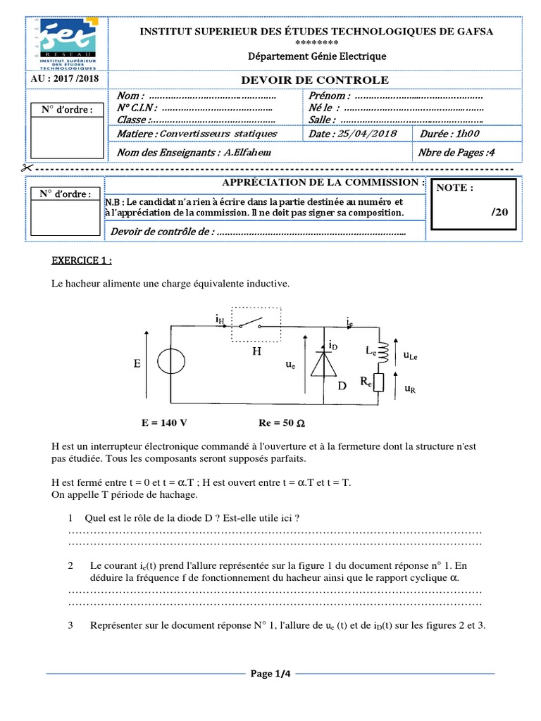 Devoir Controle Convert - Stat | PDF | Électrotechnique | Électromagnétisme