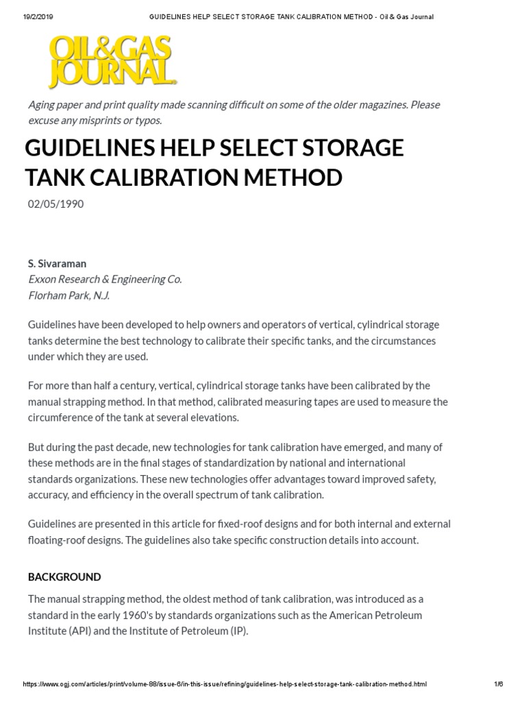 Guidelines Help Select Storage Tank Calibration Method - Oil & Gas ...