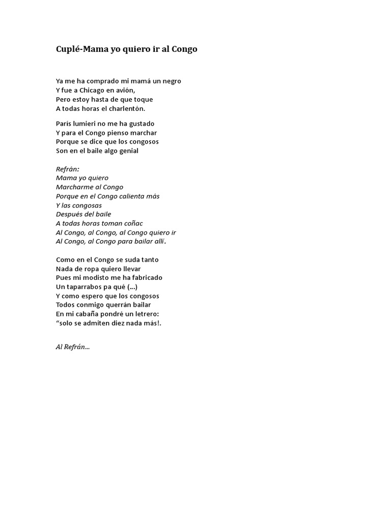 Cuplé-Mama Yo Quiero Ir Al Congo | PDF