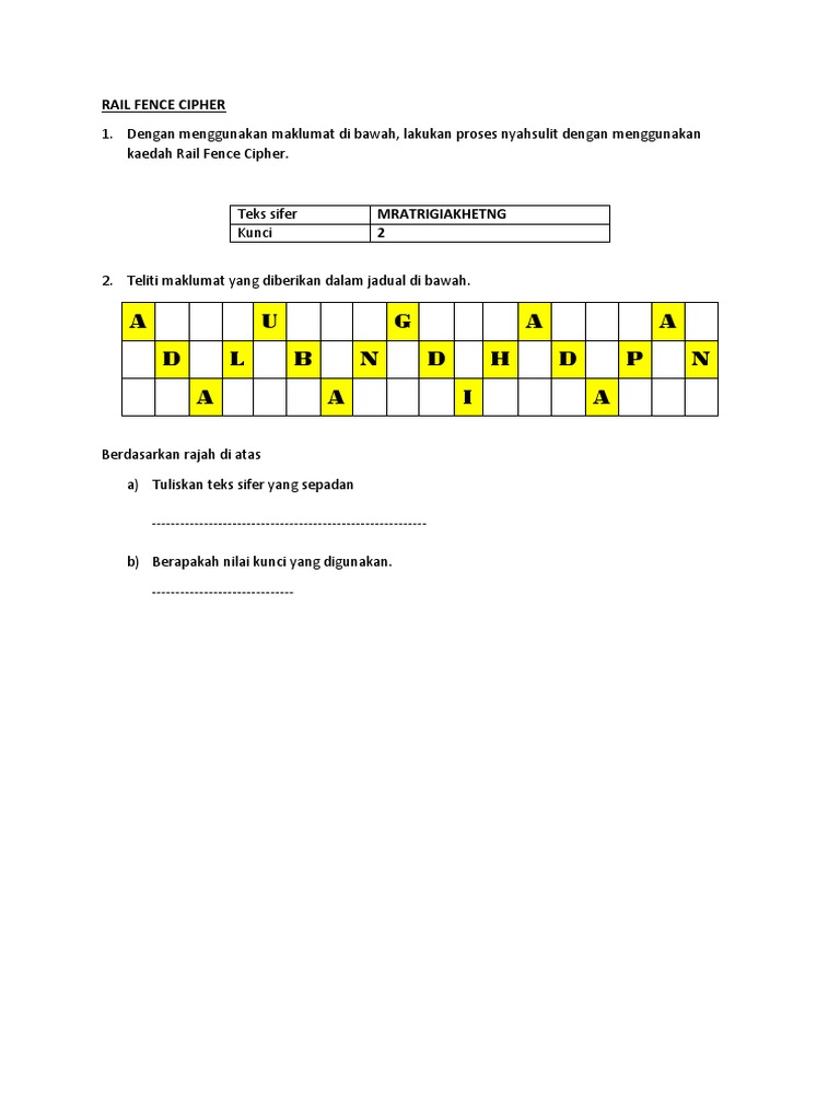 Rail Fence Cipher | PDF