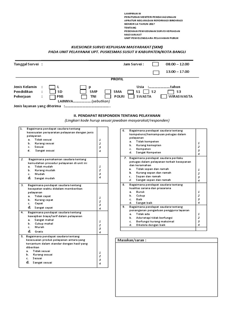 Kuesioner Survey | PDF