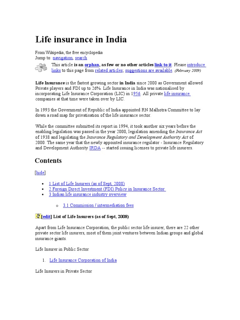 Life Insurance in India: Orphan Link To It | Download Free PDF ...